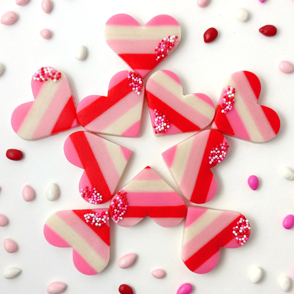 Valentine's Day Striped Hearts Candy Tiles Gift | marzipops