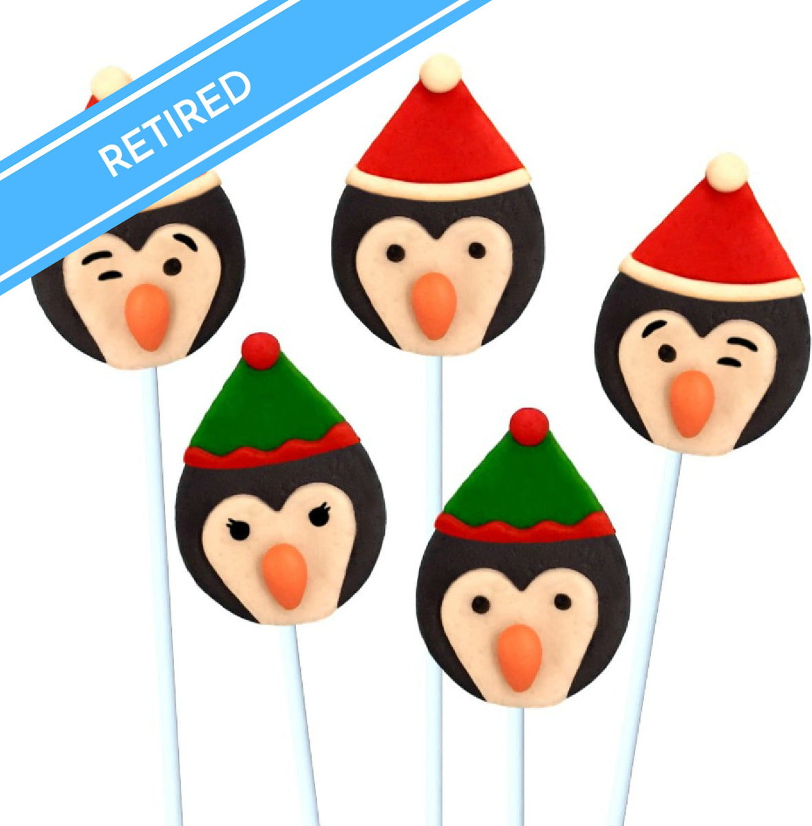 Christmas Penguins Marzipan Candy Lollipops | marzipops
