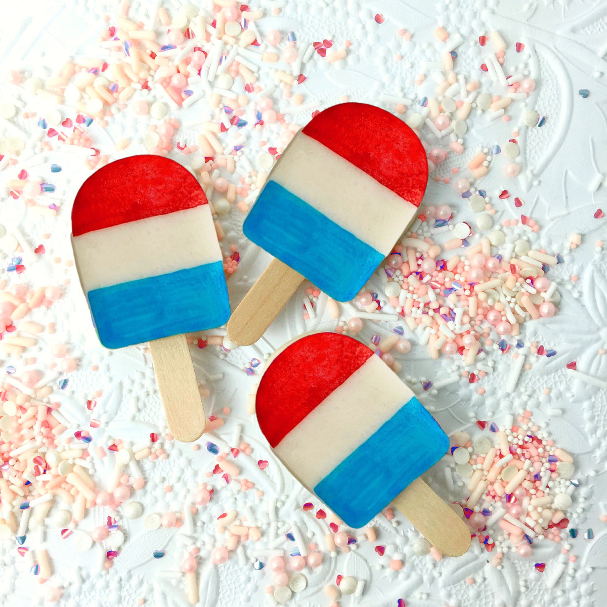 Marzipan July 4th USA Firecracker Popsicles | marzipops