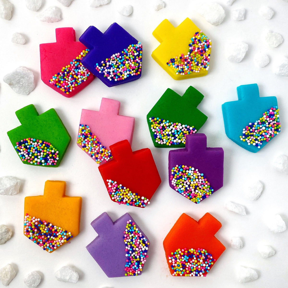 Hanukkah Rainbow Sprinkle Dreidel Candy Tiles Gift | marzipops