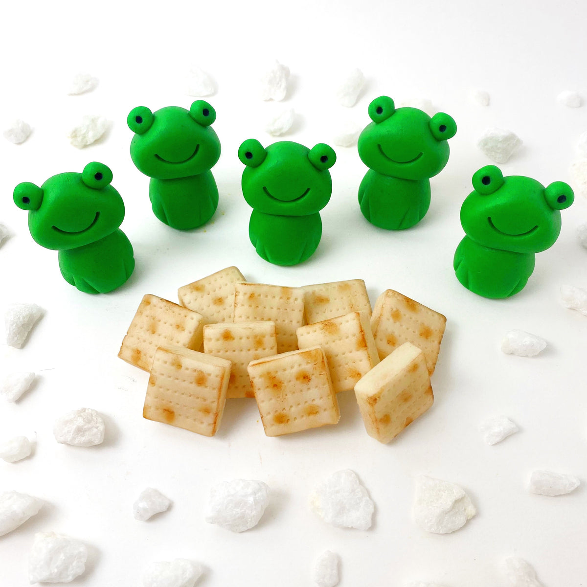 Passover Frogs with Matzah Marzipan Candy Gift Sculptures | marzipops