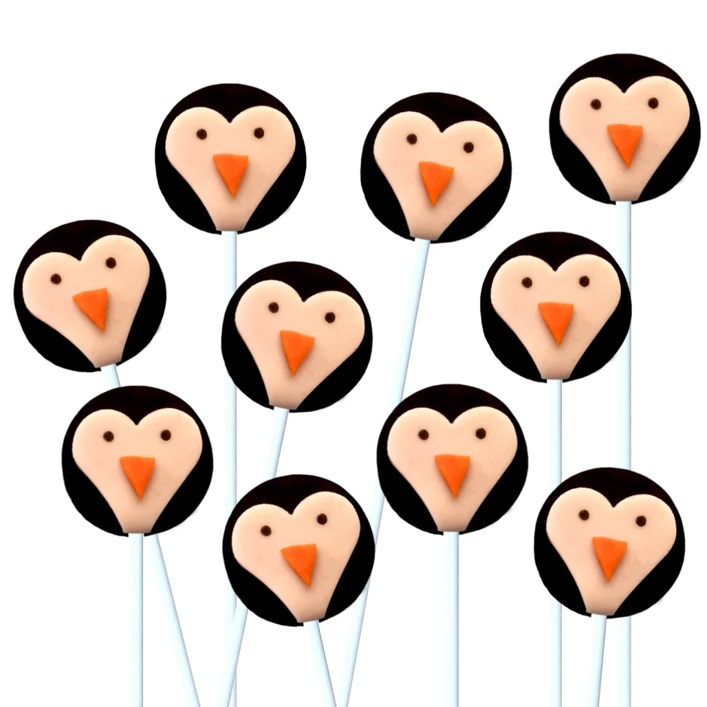 Winter Penguin Marzipan Candy Lollipops | marzipops