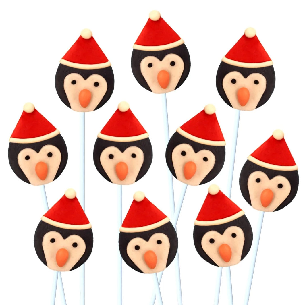 Christmas Penguins Marzipan Candy Lollipops | marzipops